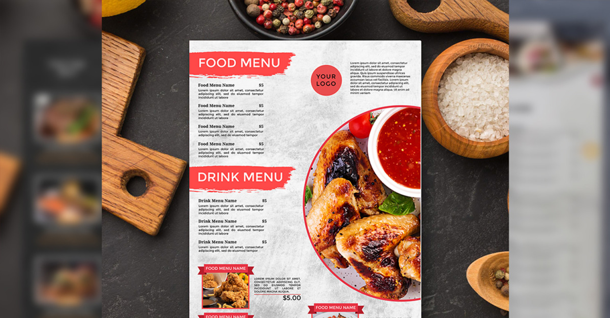 Volantino del menu del caffè - Doppio lato - TemplateMonster