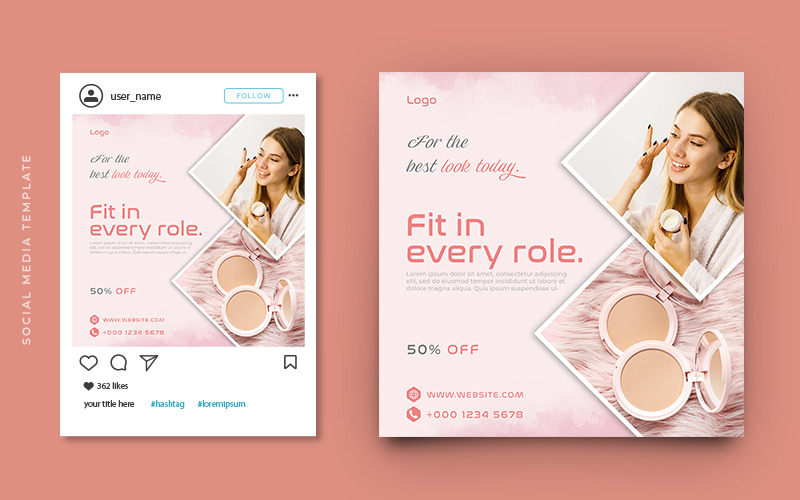 Cosmetic Beauty Product Promotion Instagram Post And Social Media Banner