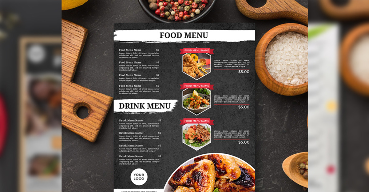 Black Restaurant Menu Template #294243 - TemplateMonster