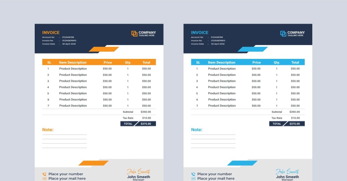 Business Invoices with Modern Shapes - TemplateMonster