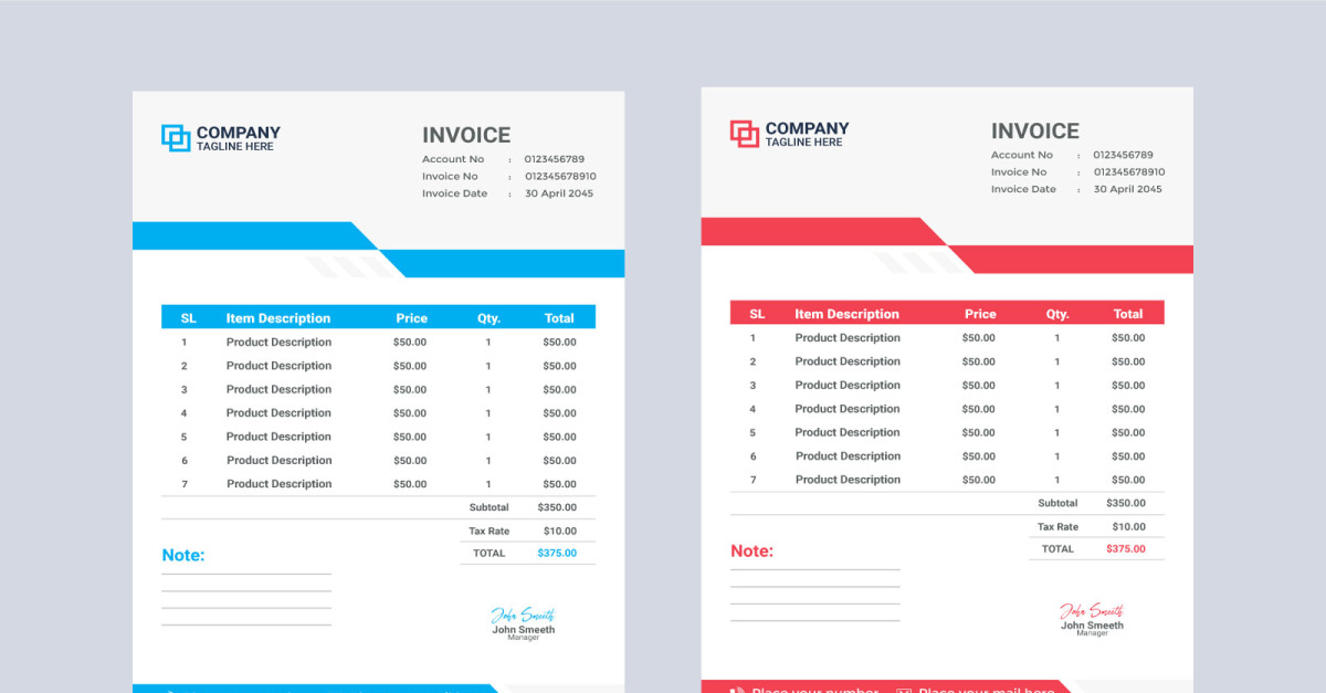 Invoice and Receipt Template Vector #294449 - TemplateMonster