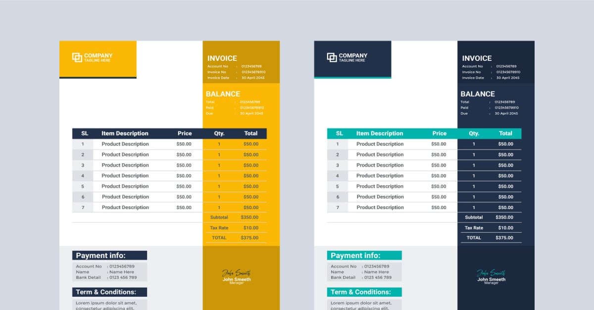Invoice Template Vector with Bill Paper - TemplateMonster
