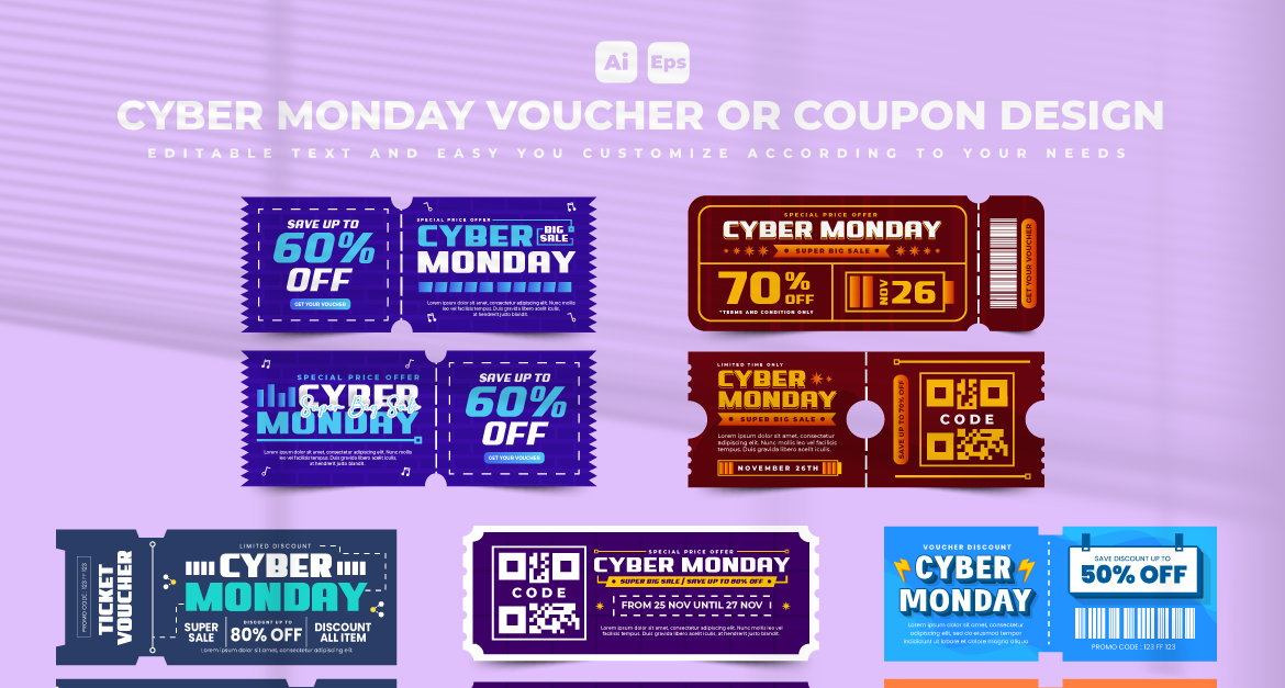 Modèle de conception de bon Cyber Monday V4 - TemplateMonster