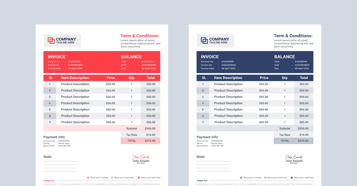 Modelo de Design de Fatura para Negócios - TemplateMonster