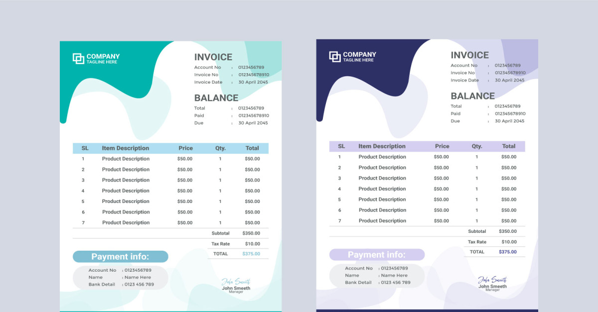 Payment Receipt and Business Invoice Template Vector