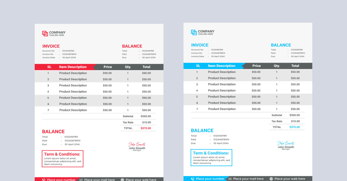 Simple Invoice Decoration Vector Design - TemplateMonster
