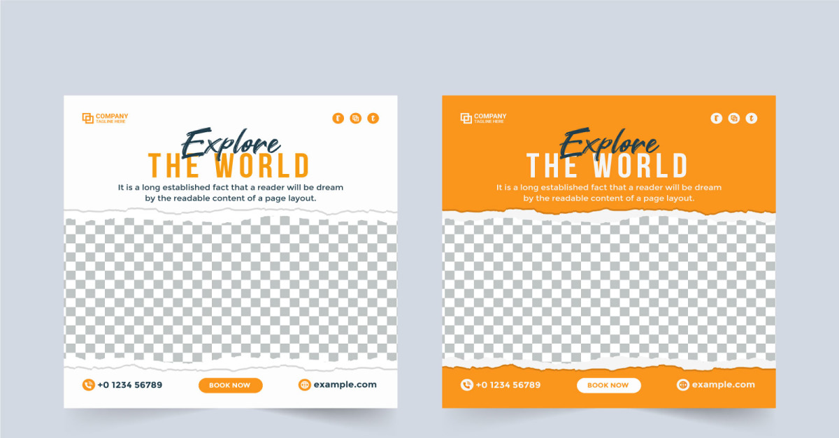 Travel Social Media Post Design Vector - TemplateMonster