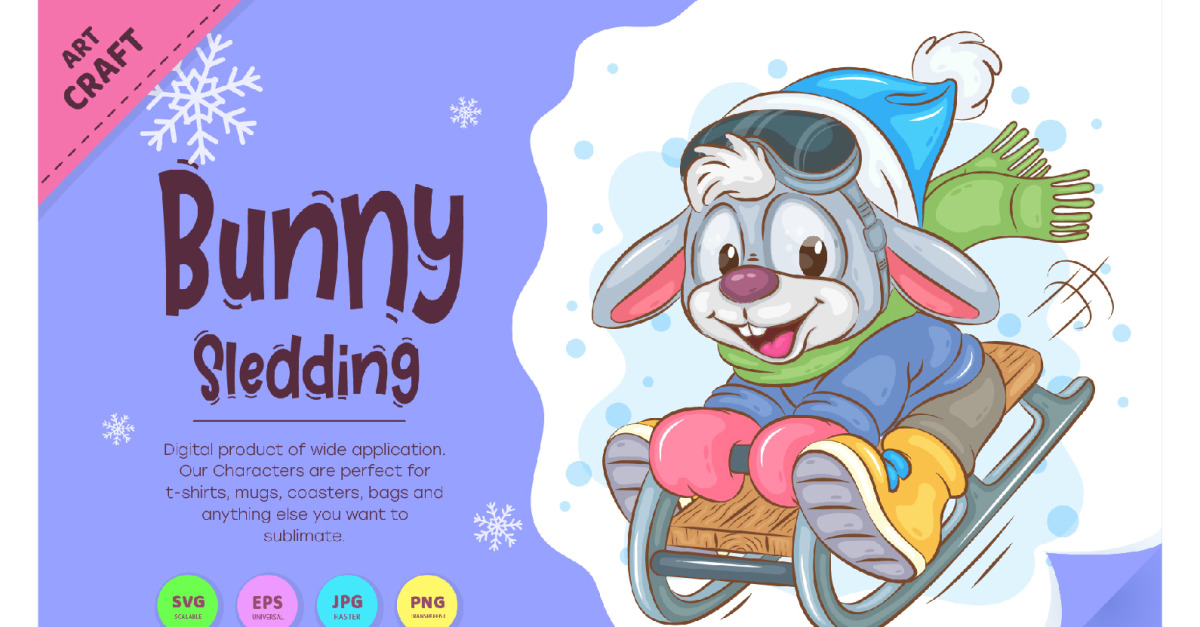 Cartoon Hase Rodeln. Clip Art #294832 - TemplateMonster