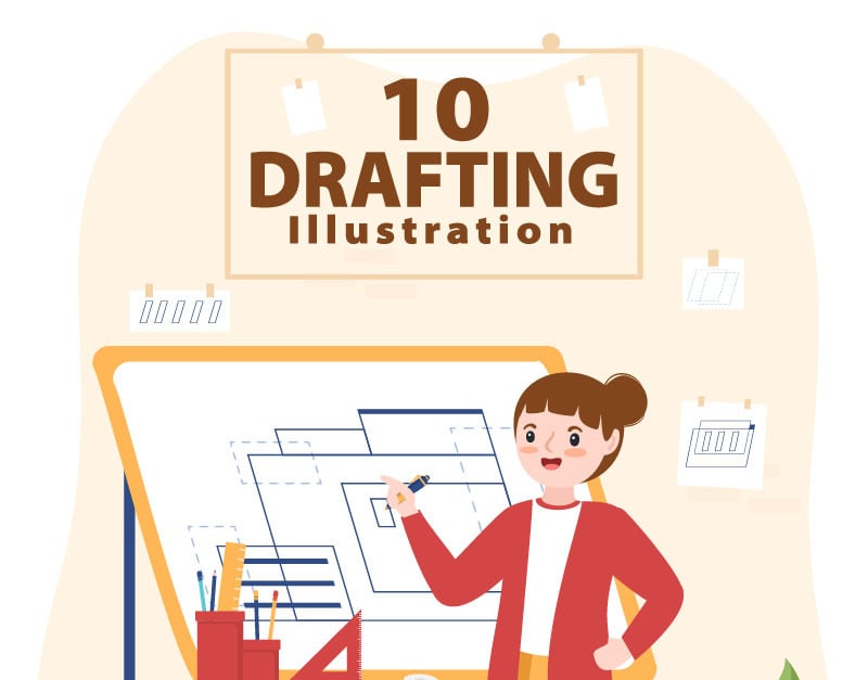 10 Drafting Working Illustration #294837 - TemplateMonster