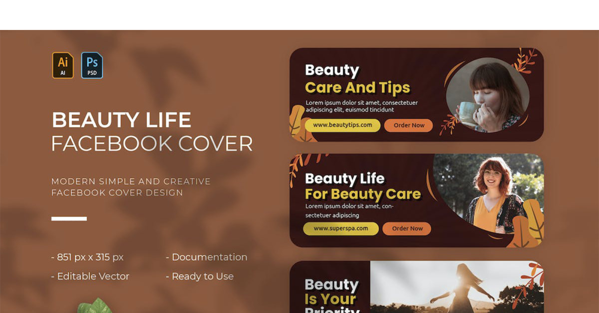 Beauty Life Facebook Cover #294947 - TemplateMonster