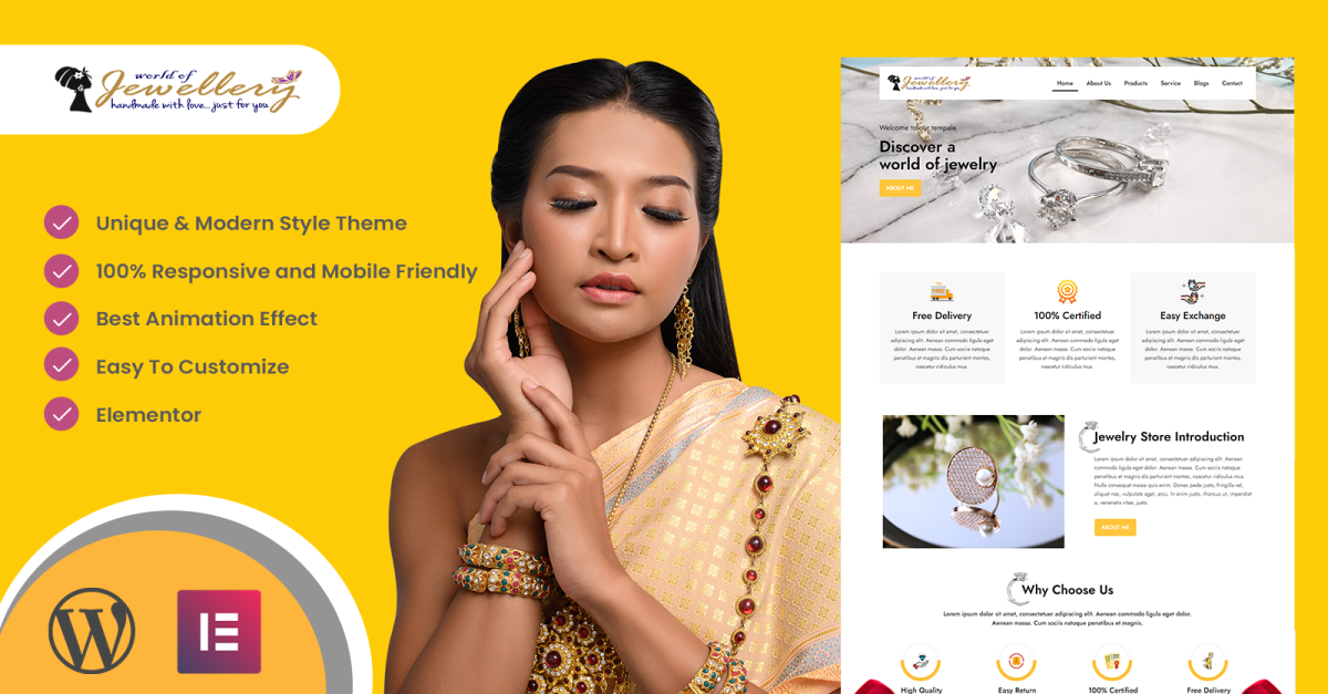 Joyería - Plantilla de WordPress para Elementor de tienda de joyería