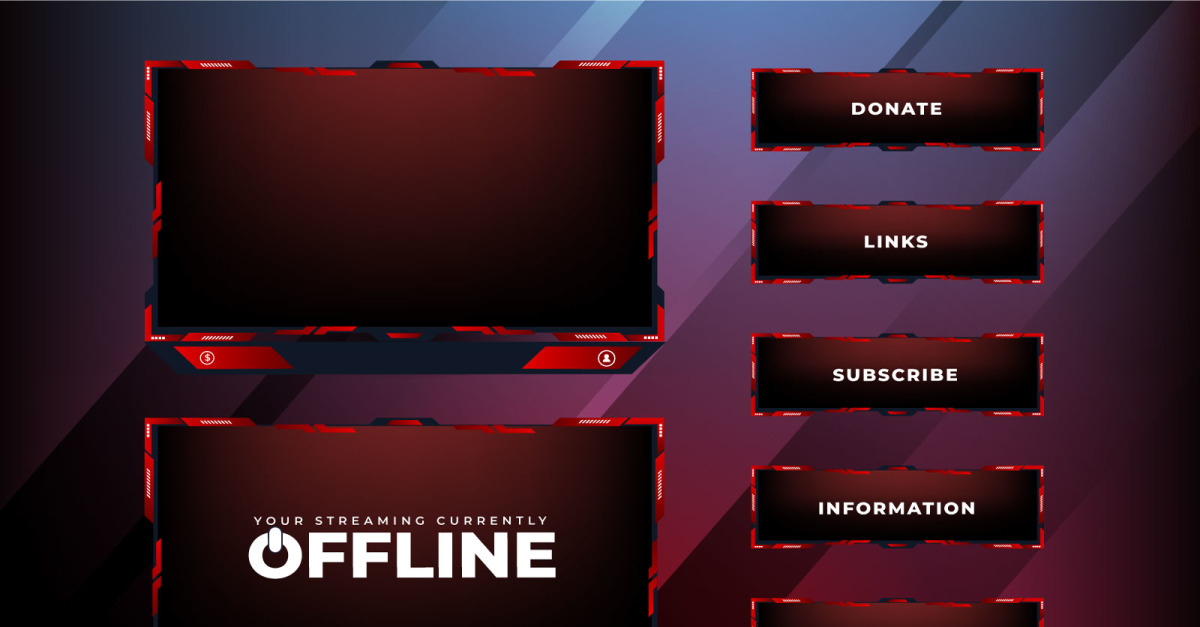 Live gaming overlay screen panel vector - TemplateMonster