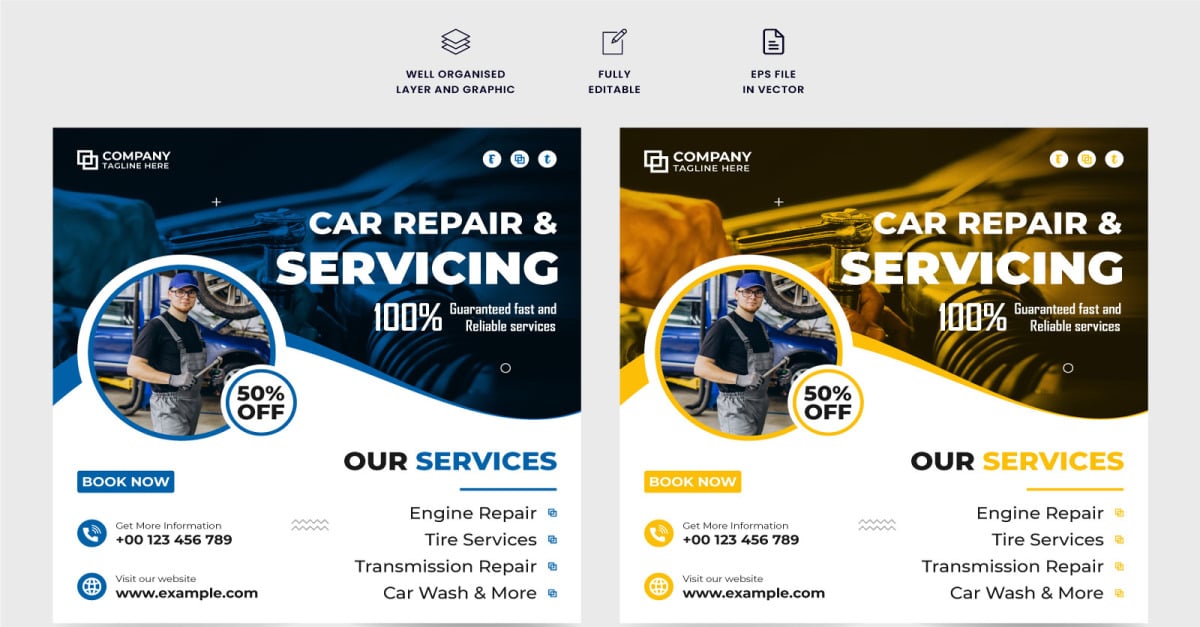 Car repair business advertisement vector - TemplateMonster