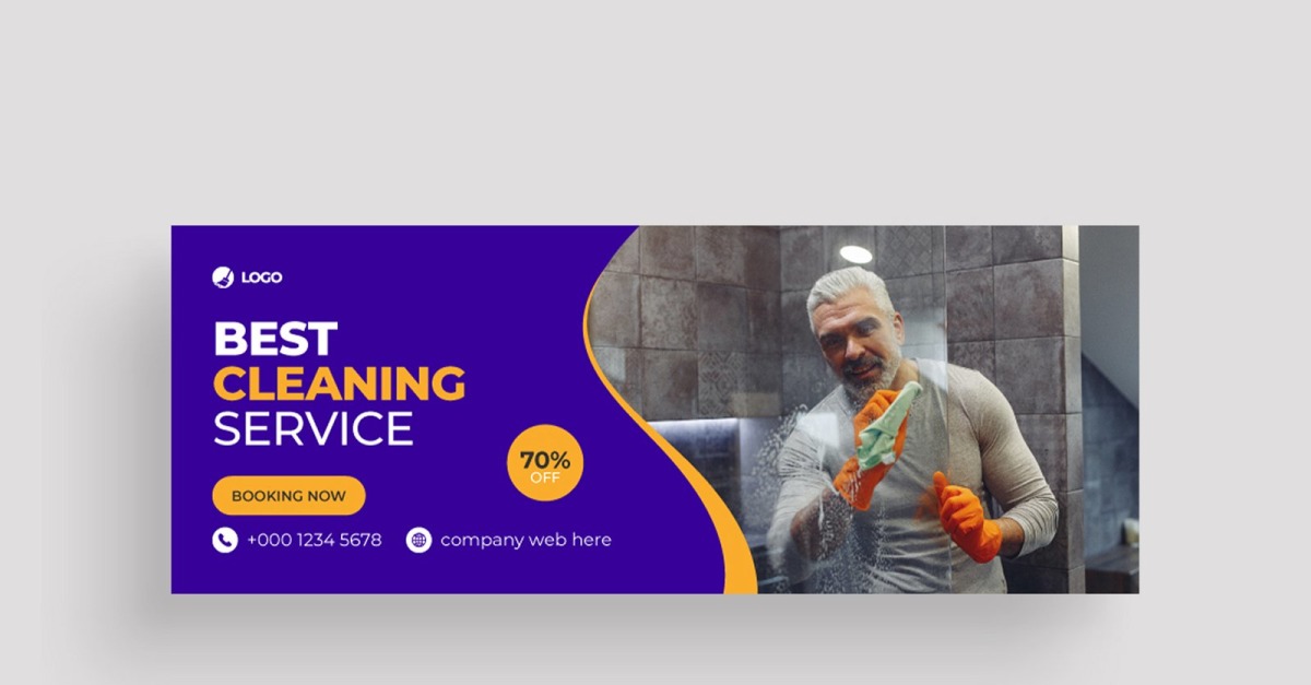 Cleaning Service Facebook Cover Template - TemplateMonster