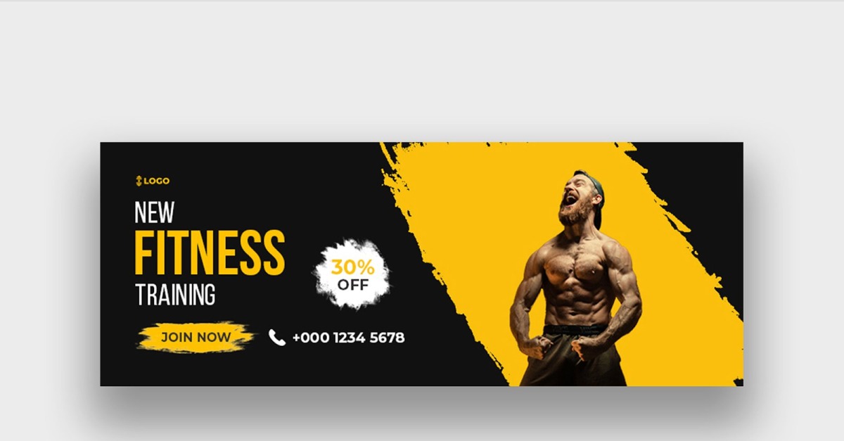 Gym Fitness Facebook Cover Photo Template - TemplateMonster