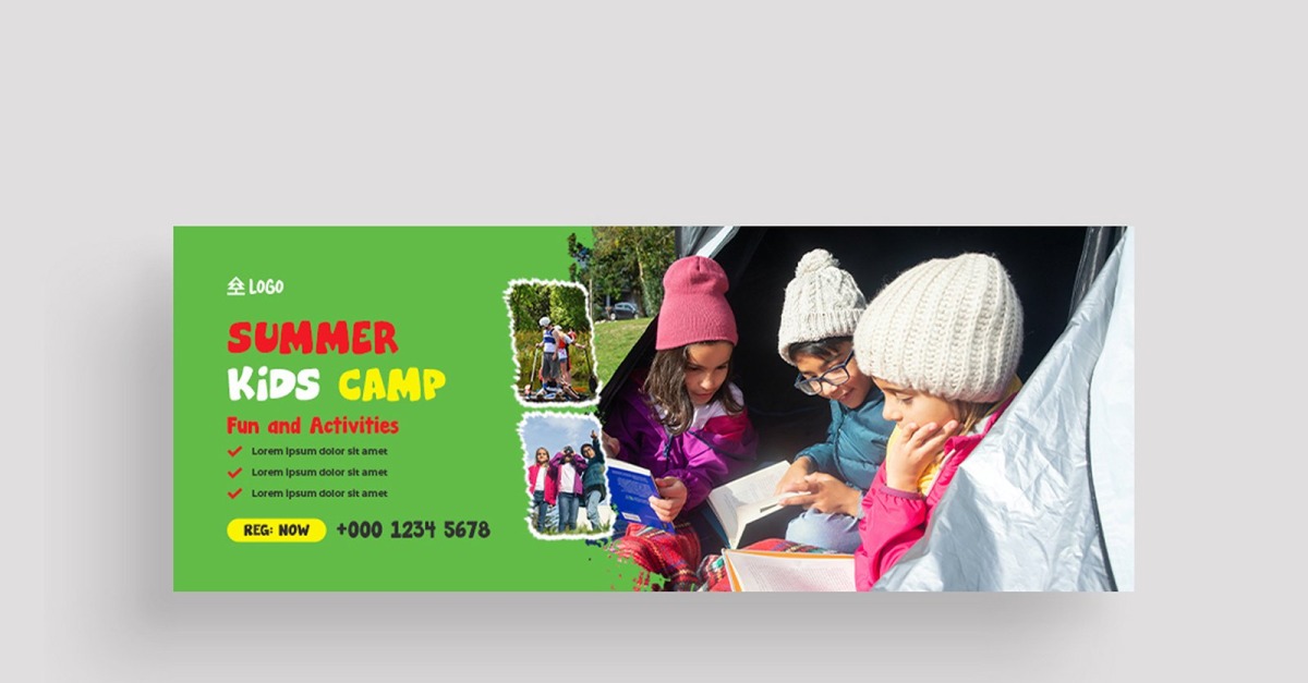 Kids Camp Facebook Cover Photo Template - TemplateMonster