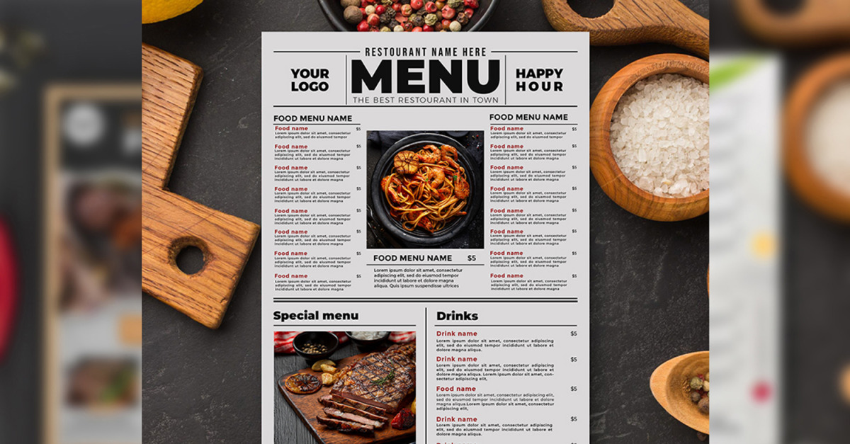 Modelo de menu de restaurante simples - TemplateMonster