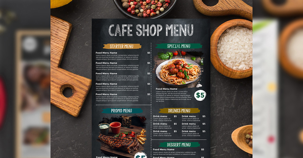 Black Cafe Menu - Flyer Template #295217 - TemplateMonster