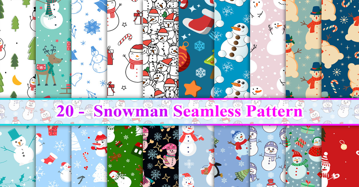 Snowman Seamless Pattern, Christmas Snowman Seamless Pattern, Winter ...