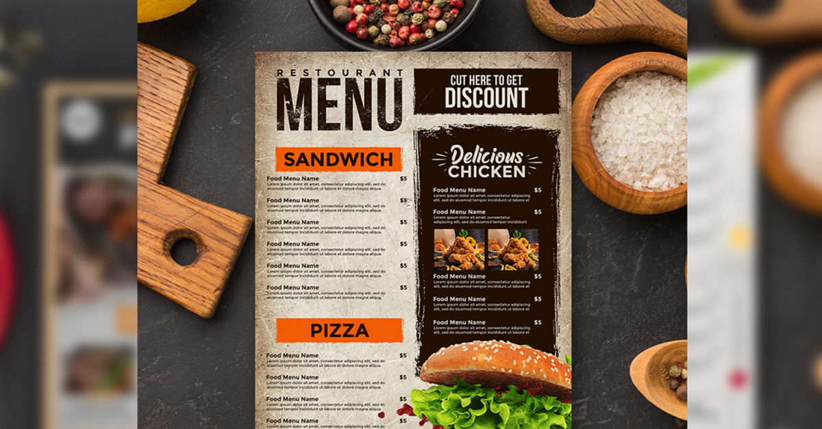 GRATIS - Menú restaurante Vintage #295361 - TemplateMonster