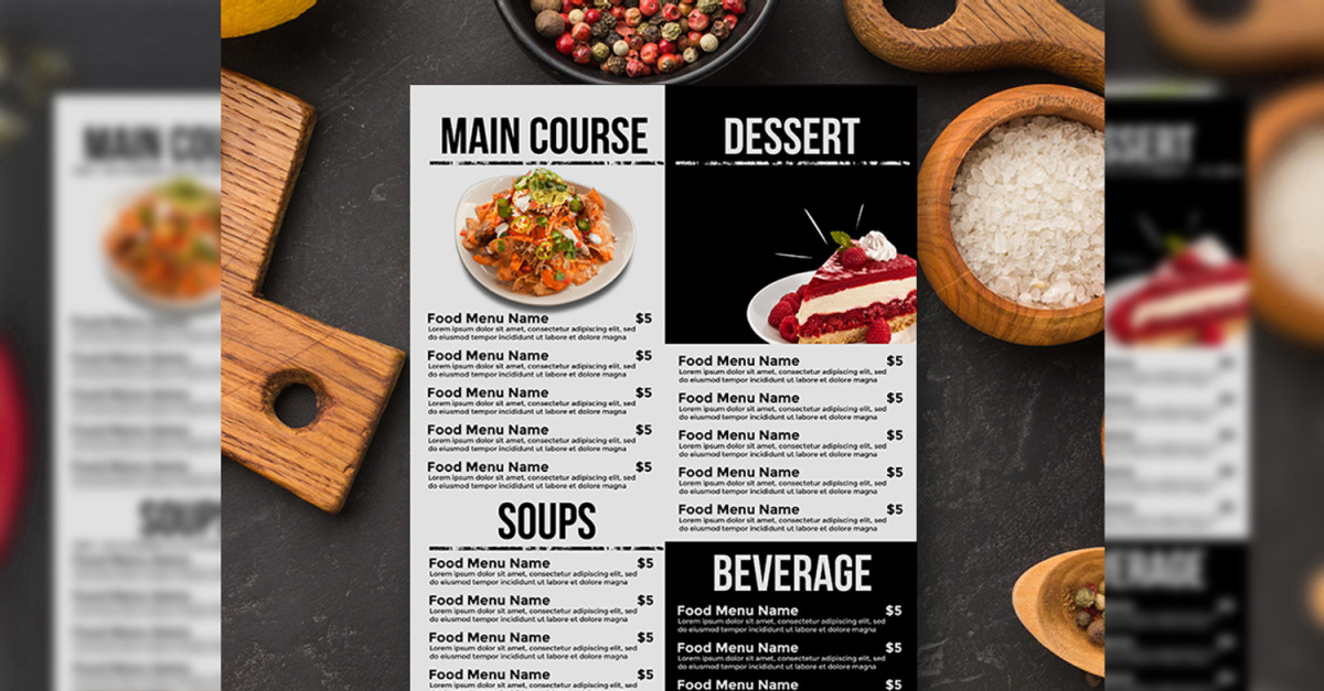 Siyah Beyaz Menü - El İlanı Şablonu #295363 - TemplateMonster