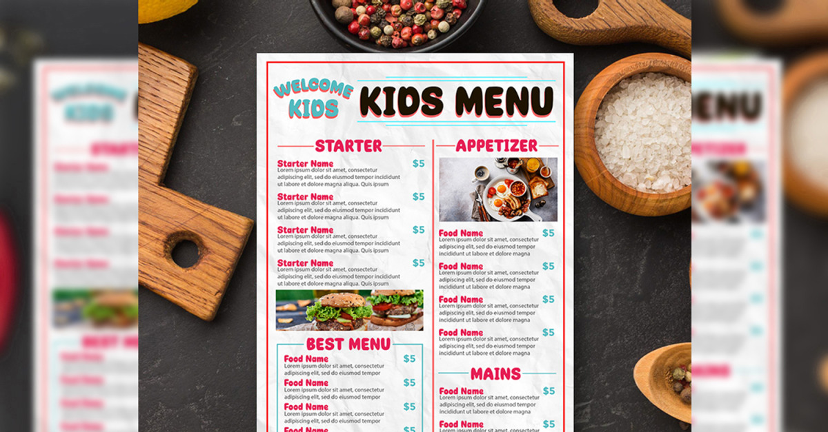Kids Menu - Flyer Template #295458 - TemplateMonster