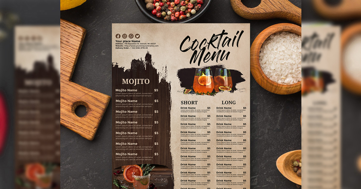 New Cocktails Menu - Flyer Template #295462 - TemplateMonster
