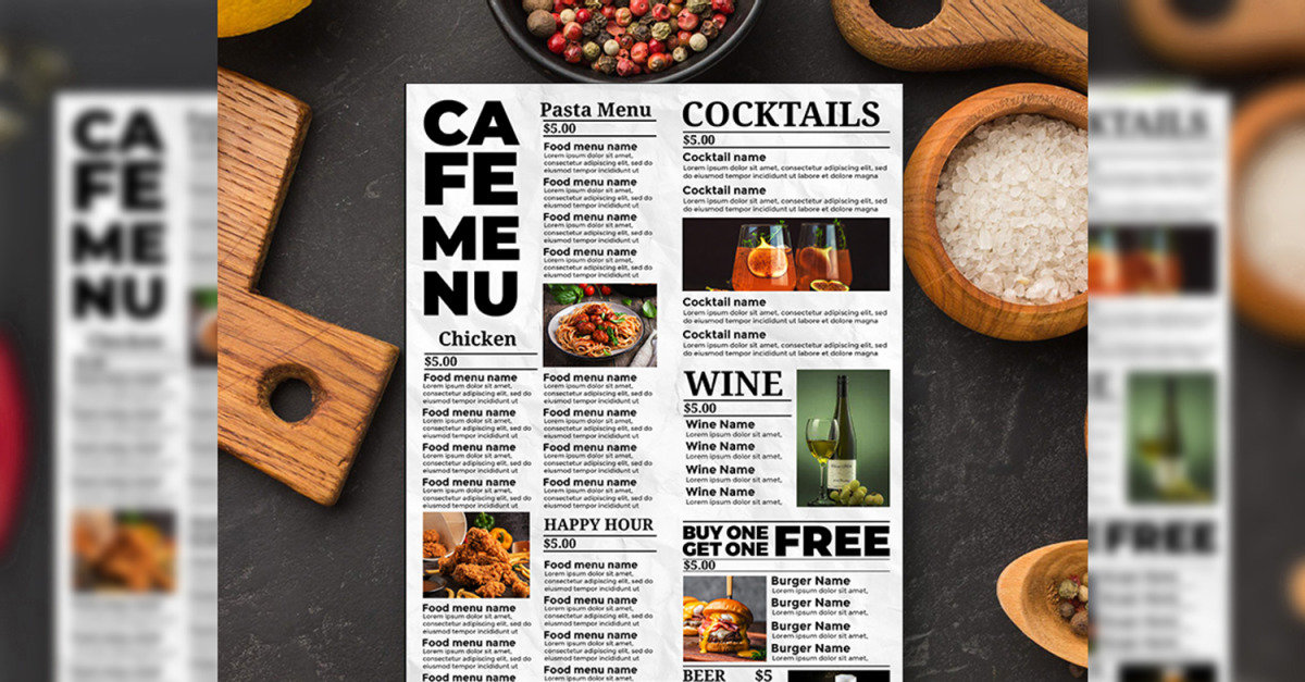 White restaurant menu template #295457 - TemplateMonster