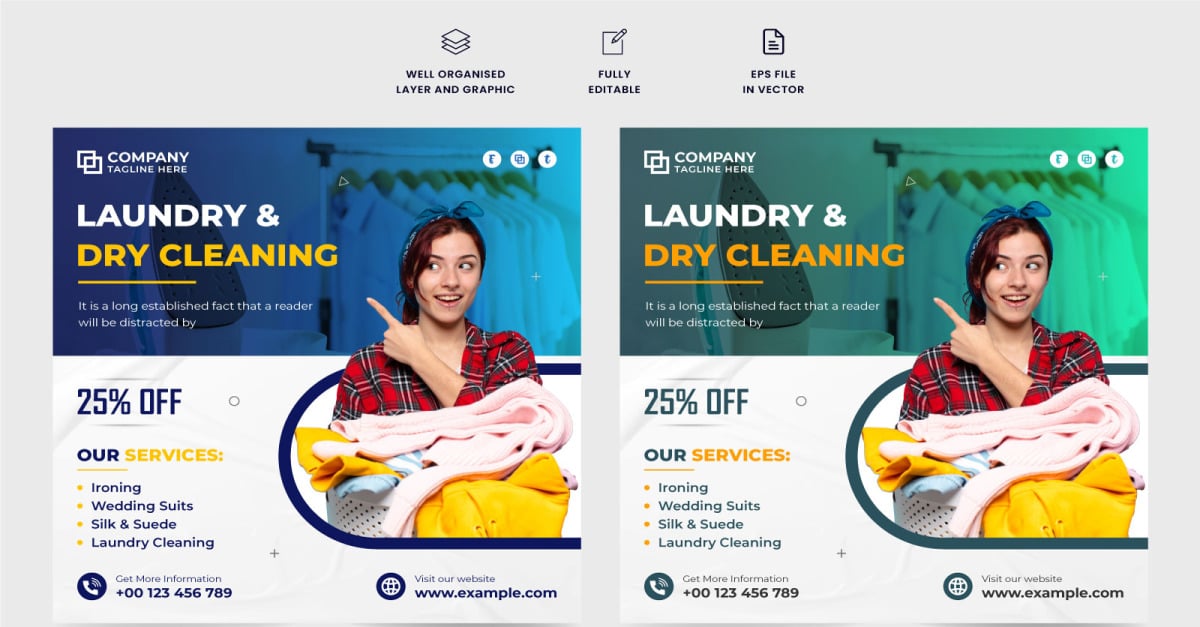 Cloth washing marketing poster design - TemplateMonster