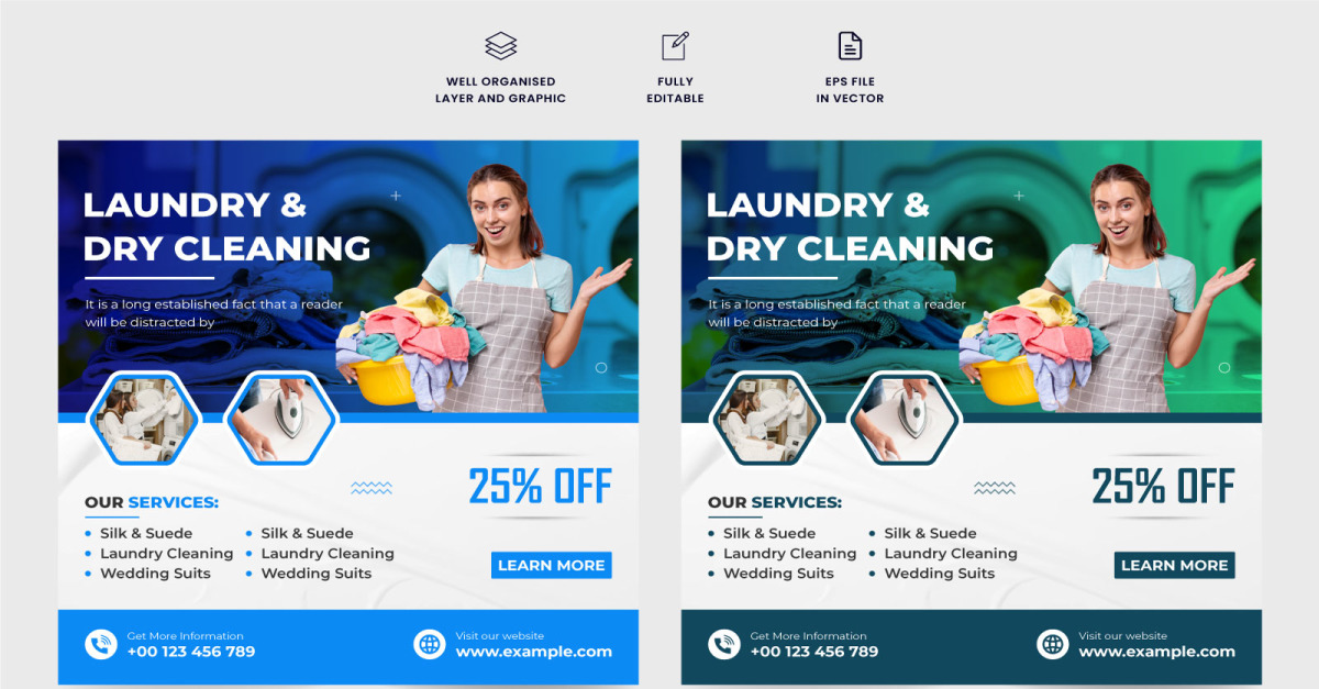 Cloth washing service social media post - TemplateMonster