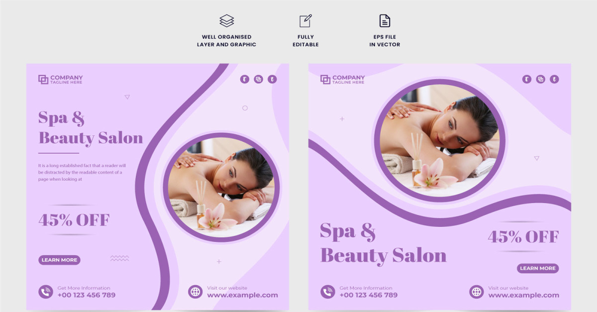 Spa center promotional web banner vector - TemplateMonster