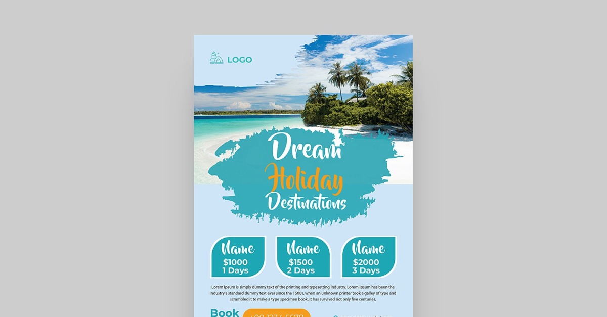 Modern Travel Agency Flyer Design Template - TemplateMonster