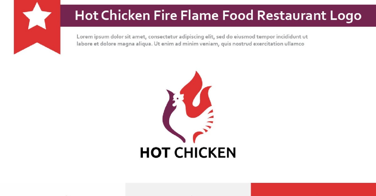 Hot Chicken Fire Flame Grilled Food Restaurant Logo