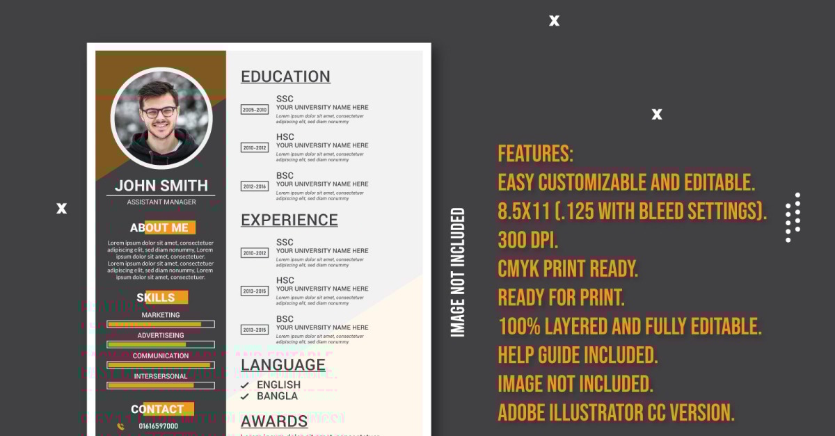 Modelo de Currículo Editável Minimalista Criativo
