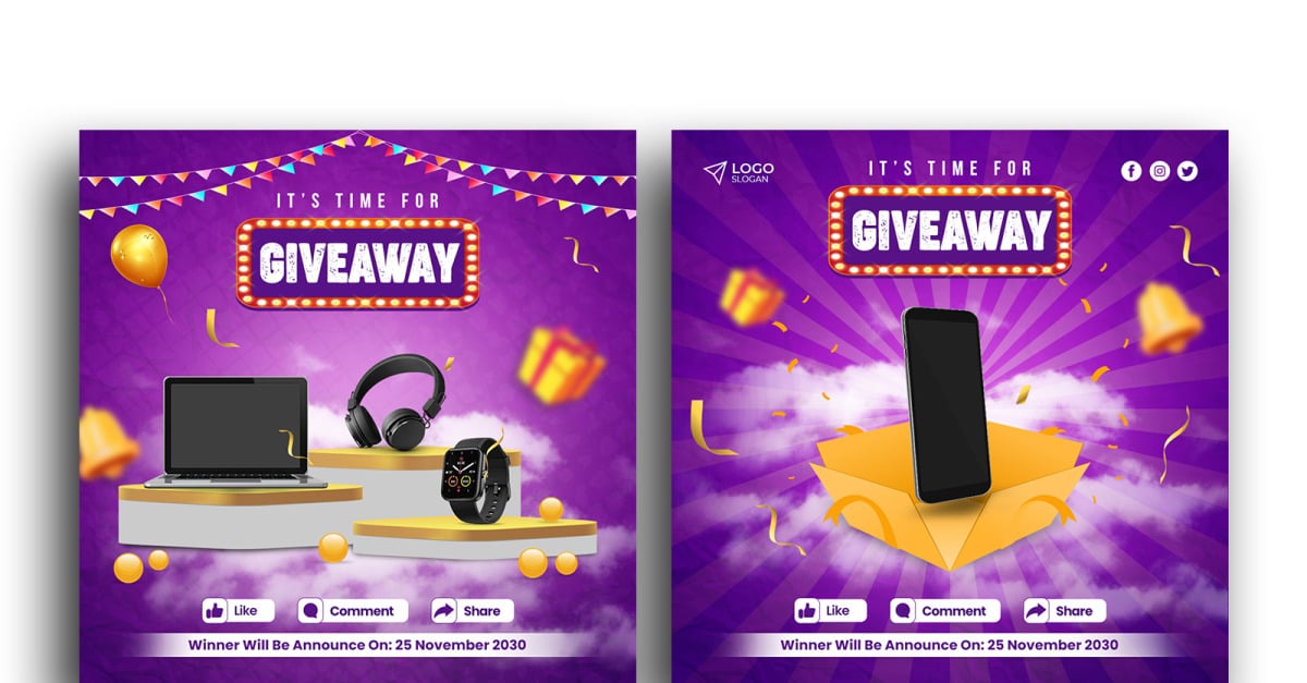 Give away contest social media post Instagram post template