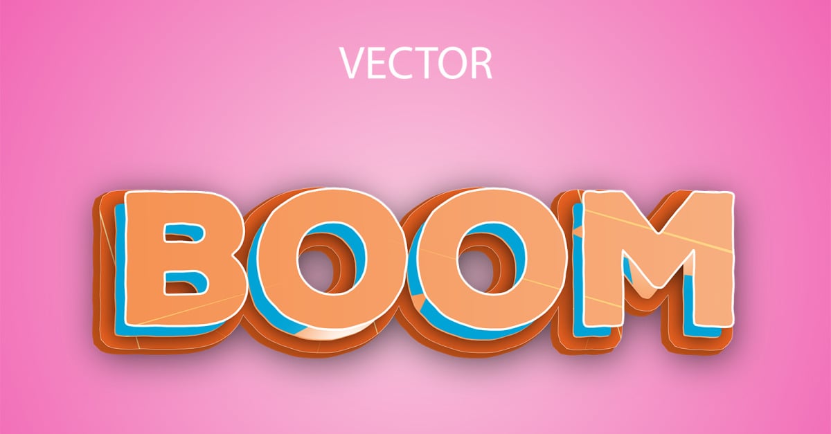Boum | Boum 3D | Style de texte réaliste | Effet de texte vectoriel ...