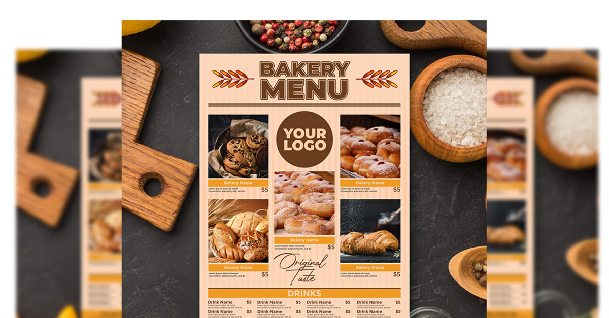 Menu Panetteria - Modello Volantino #2 - TemplateMonster
