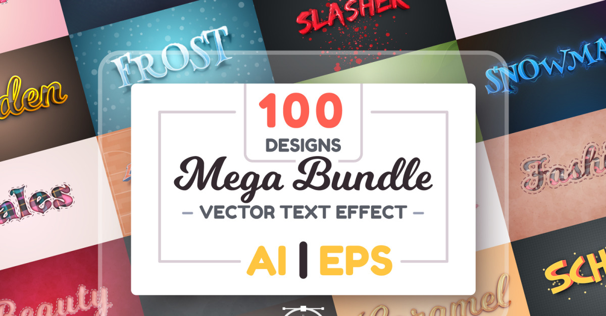 Set 100 Editable Text Effects | Font Styles - TemplateMonster