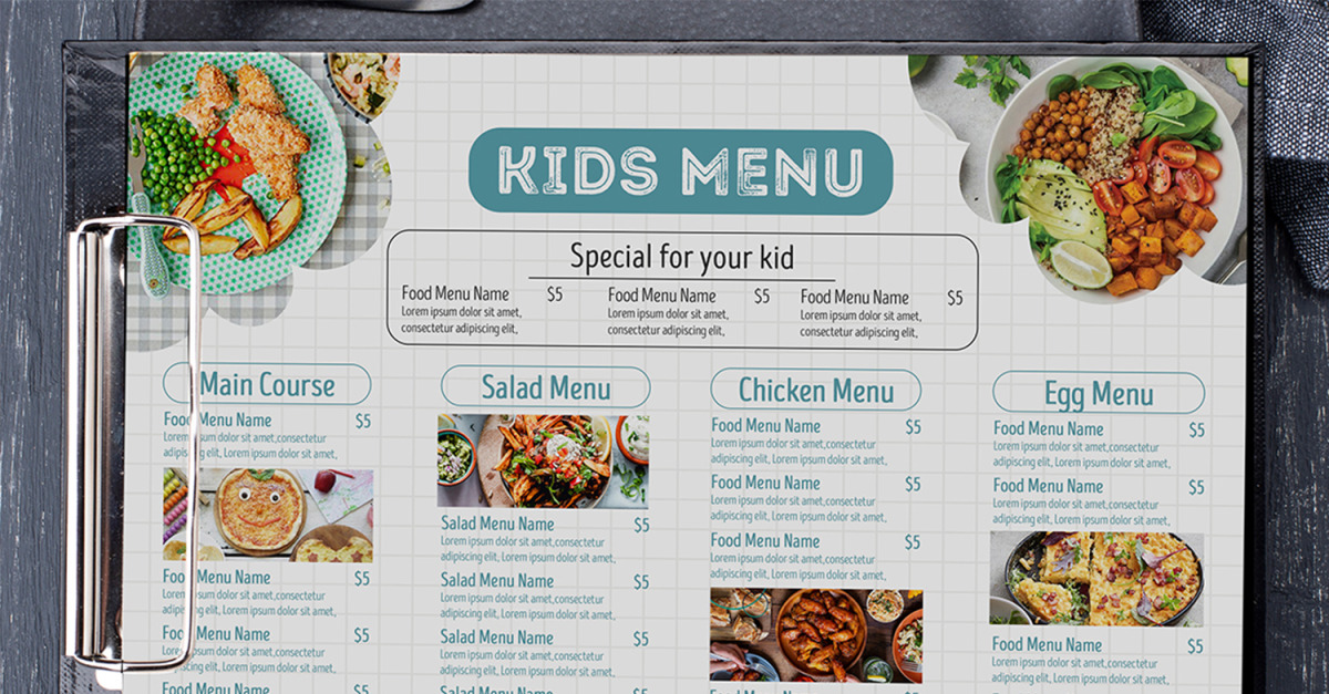 Menu per bambini - Modello di volantino n. 5
