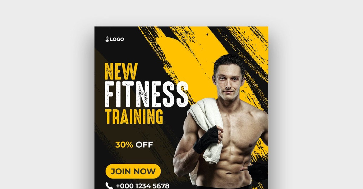 Gym Facebook Instagram Post Design #296763 - TemplateMonster