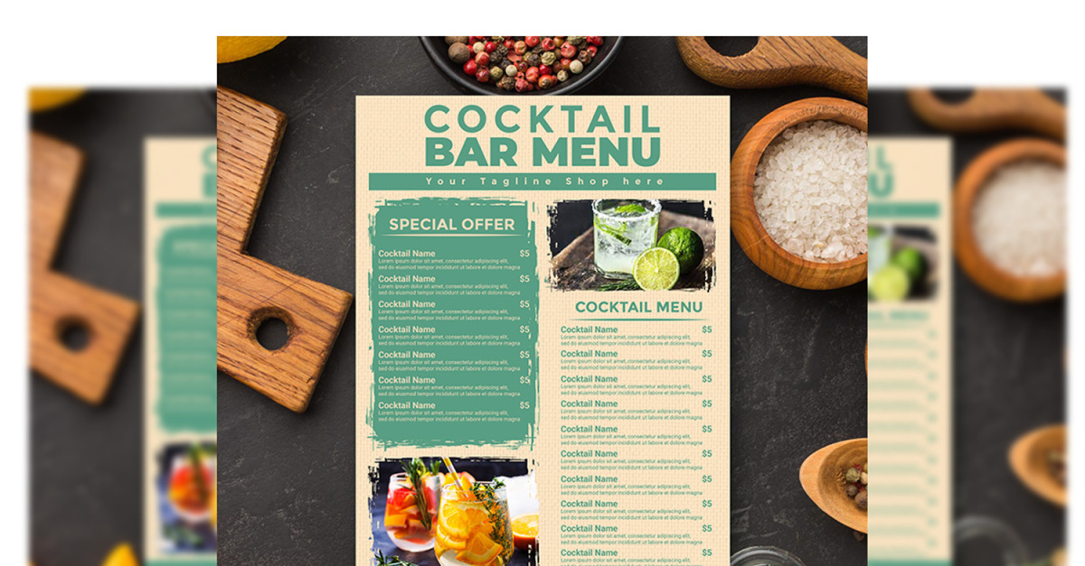 Modern cocktails menu Template #296706 - TemplateMonster