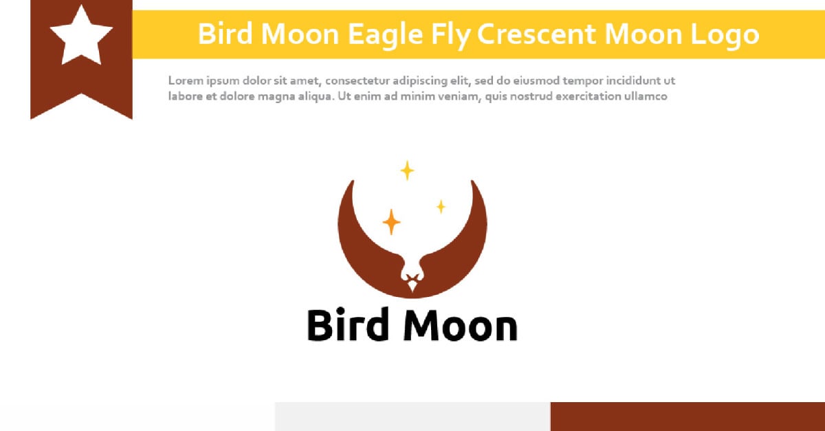 Bird Moon Eagle Wings Fly Stars Crescent Moon Logo