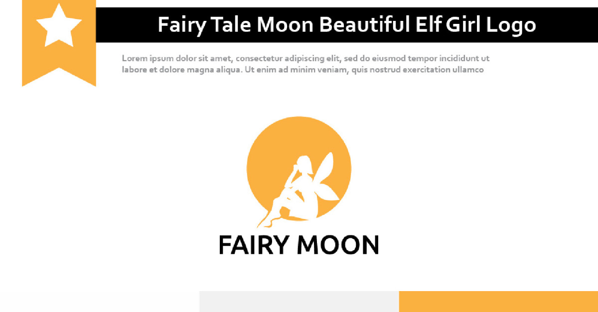 Conte de Fées Lune Belle Fille Elfe Logo - TemplateMonster