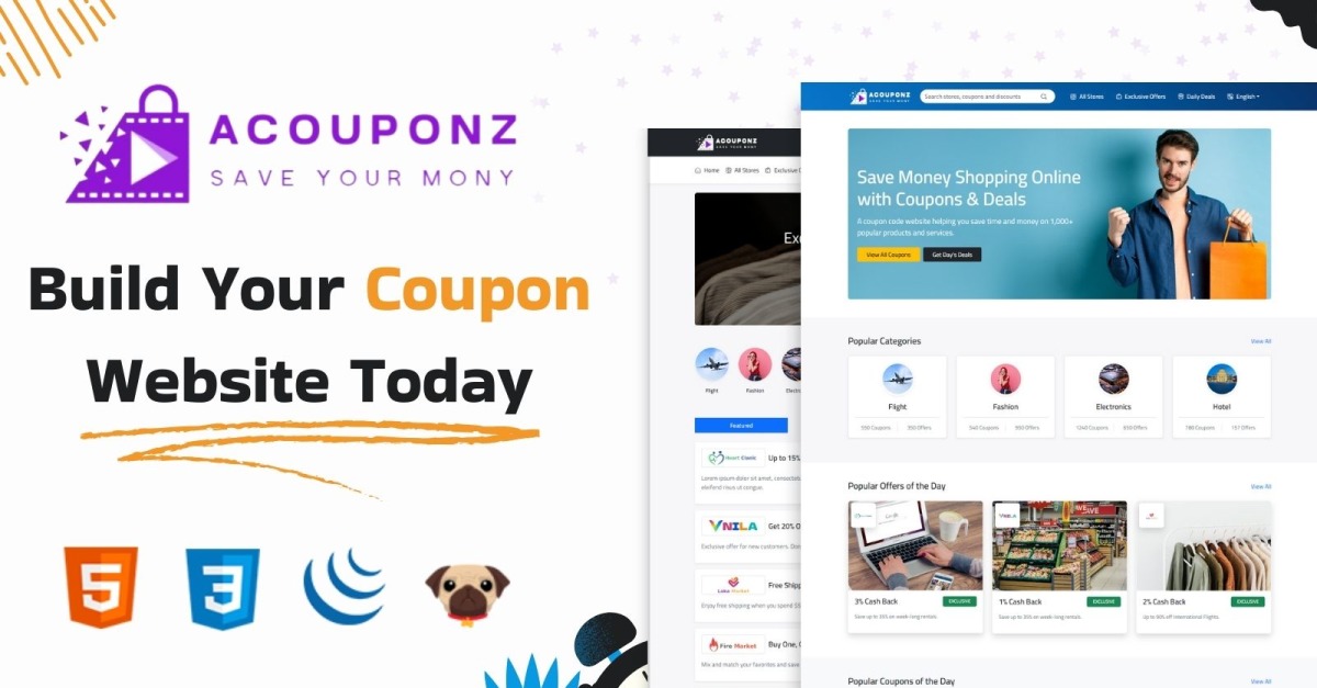AcouponZ - Offerte giornaliere e codici coupon Modello Bootstrap