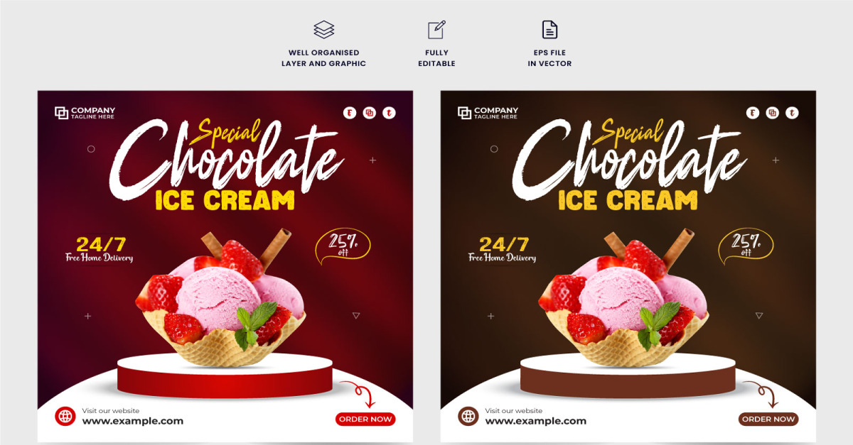 Ice cream business promotional poster - TemplateMonster