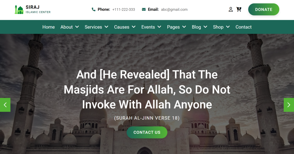 Siraj - Islamic Center HTML5 Website Template