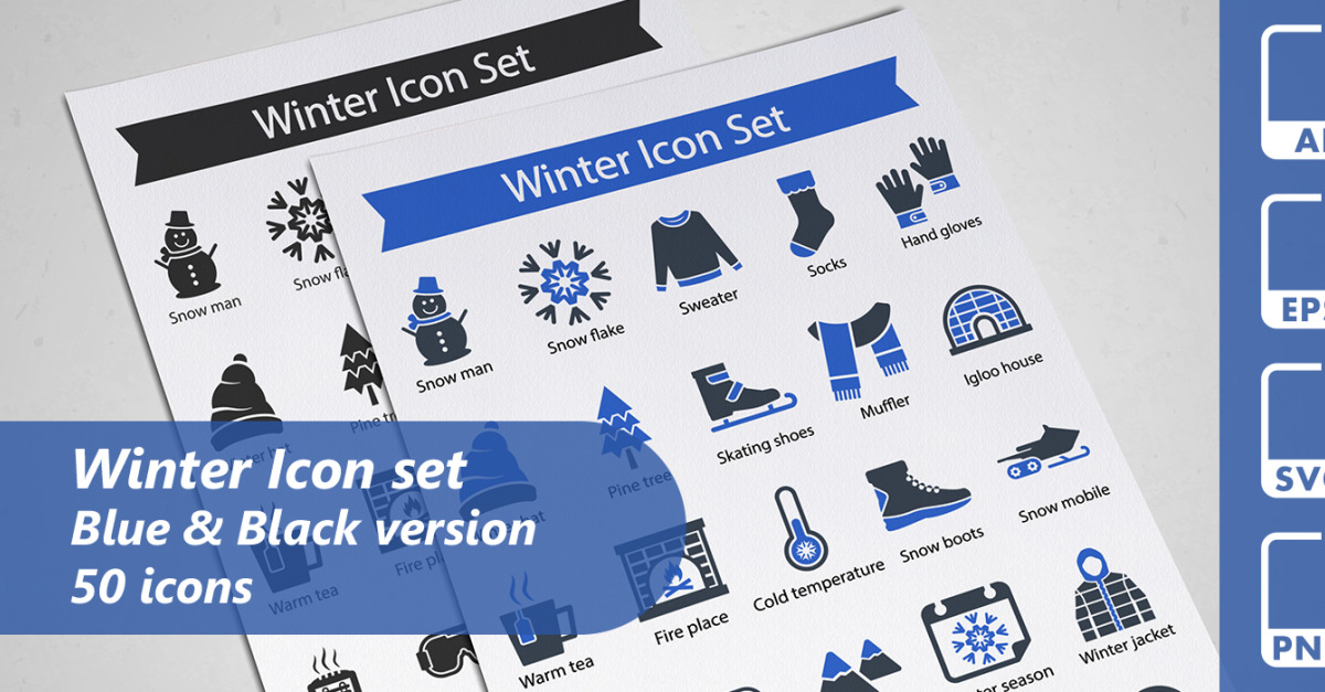 Winter Glyph Icon Set Template #296968 - TemplateMonster