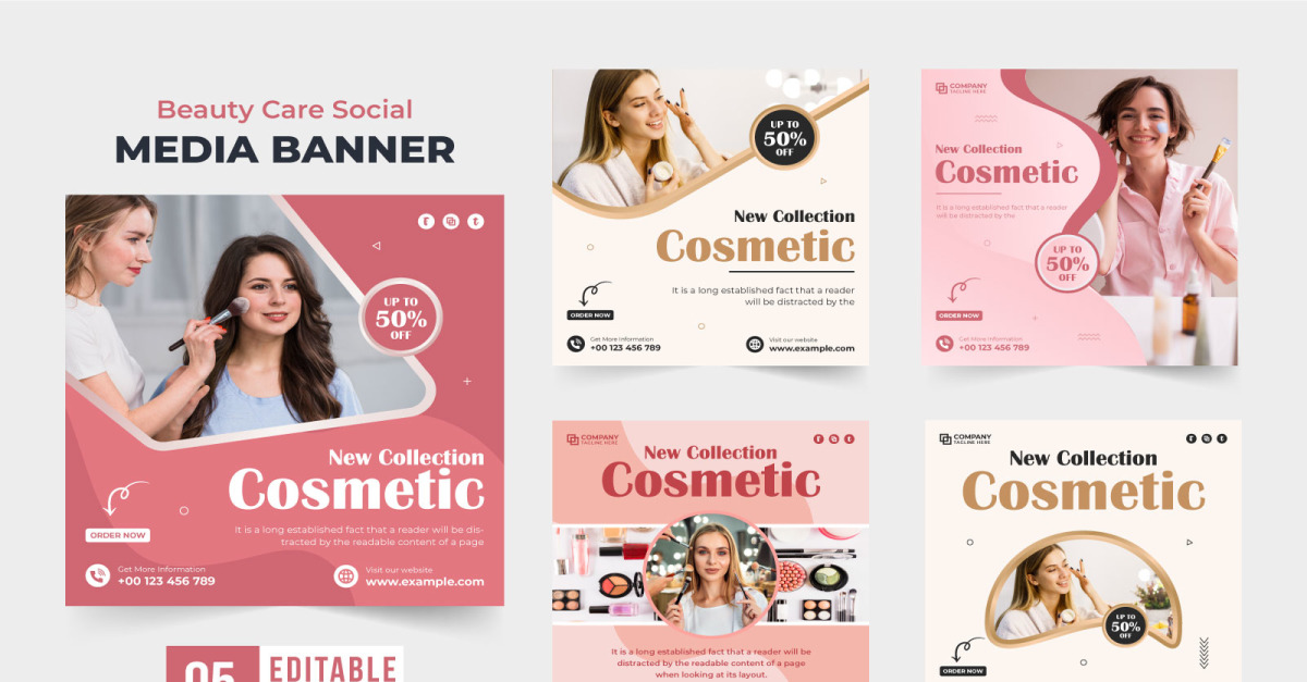 Cosmetics social media post collection - TemplateMonster