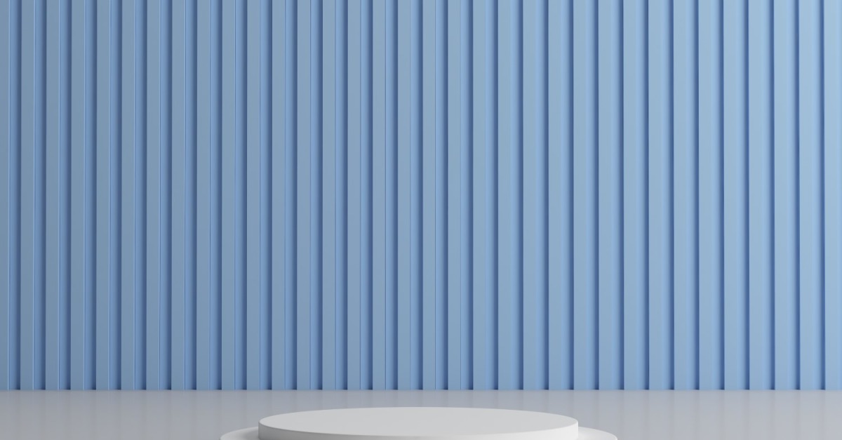 White product podium wall scene with vertical line texture