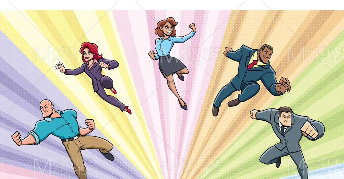 Super Business Team in Action-Vektor-Illustration